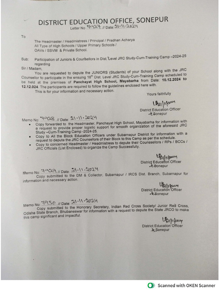 Dist. JRC Camp 2024-25 | PDF