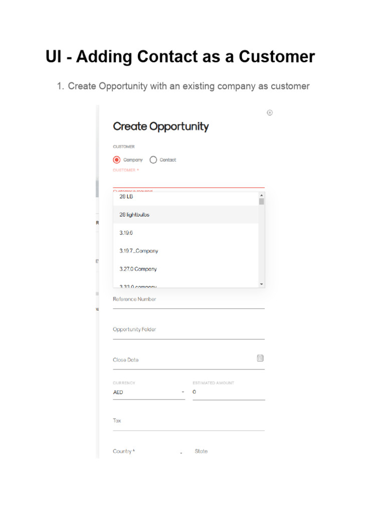 Add Contacts as Customers in UI | PDF