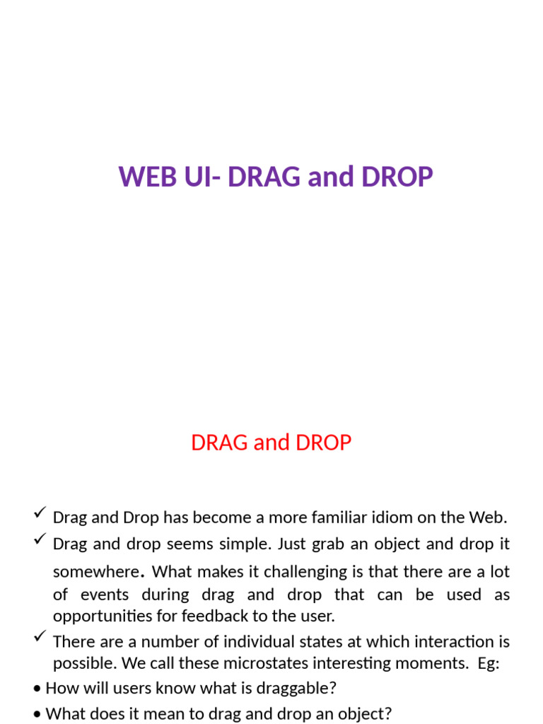 Web UI- Drag and Drop | PDF | Cursor (User Interface) | Computing