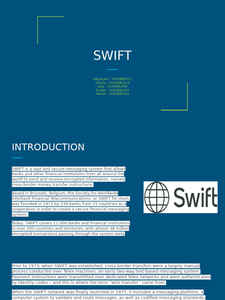 Swift | PDF | Wire Transfer | Service Industries
