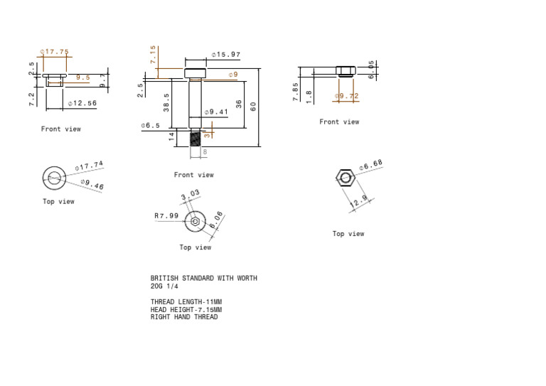 Nut and Bolt Drawing Specifications | PDF | Screw | Metalworking