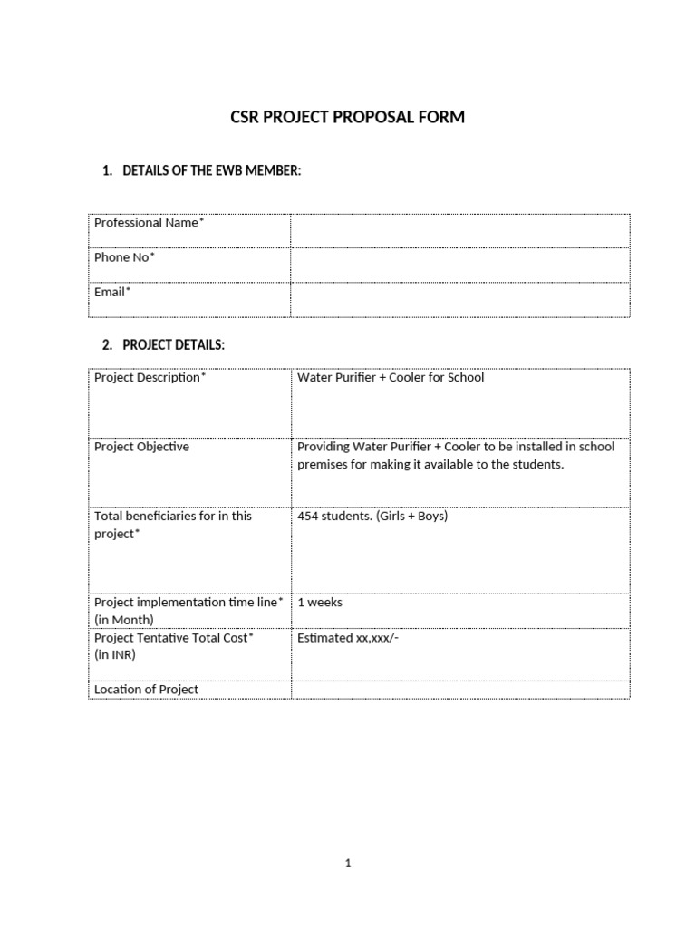 CSR Proposal Form | PDF