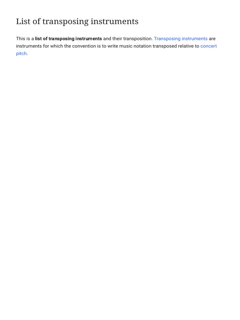 List of Transposing Instruments | PDF | Trombone | Clef