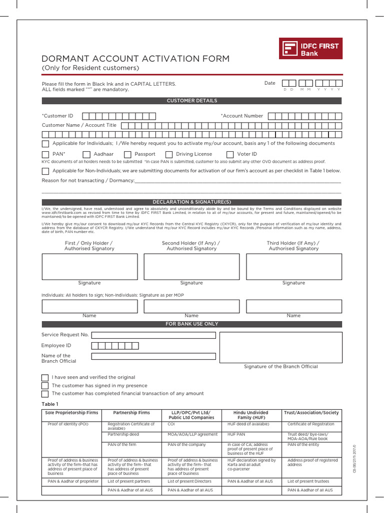 Dormant Account Activation Form New | PDF | Government And Personhood ...
