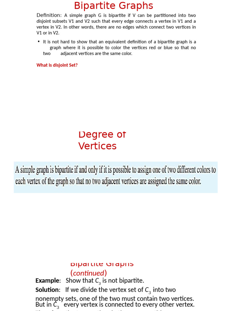 Bipartite Graphs(10.2, 10.6, 10.8) | PDF | Vertex (Graph Theory) | Discrete Mathematics