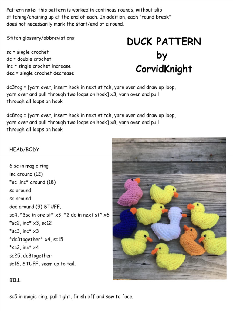 Duckie crochet pattern | PDF