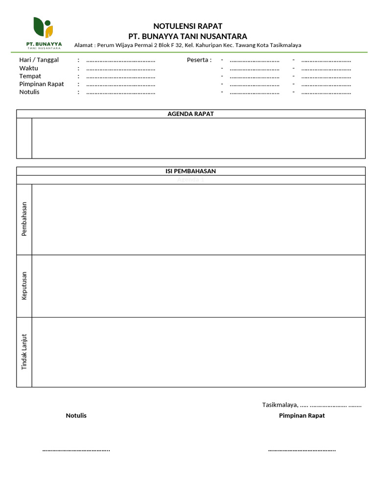 Notulensi Rapat | PDF