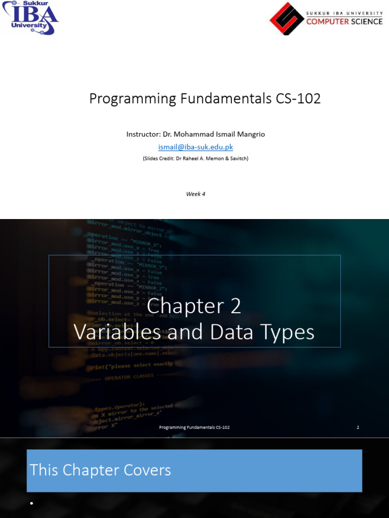 PF_Ch2 | PDF | C++ | Data Type