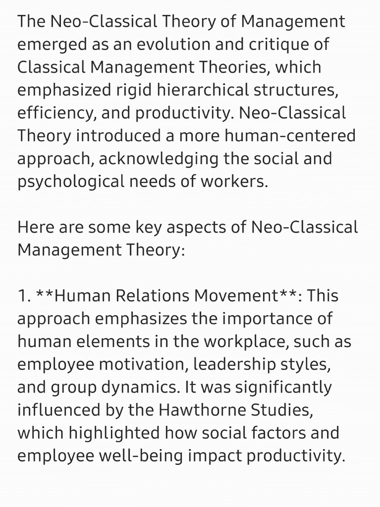 Neo Classical Theory | PDF