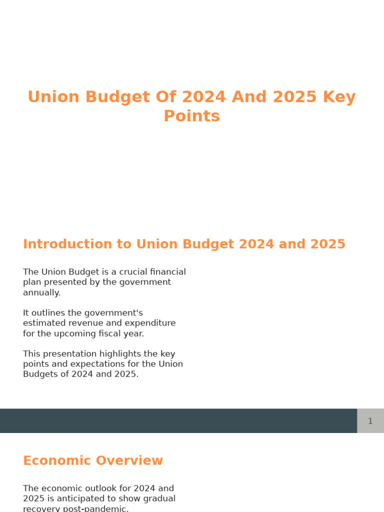 Union Budget 2024-2025 Key Highlights | PDF | Infrastructure | Welfare