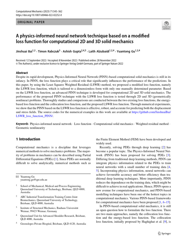 A Physics-Informed Neural Network Technique Based On A Modified Loss ...