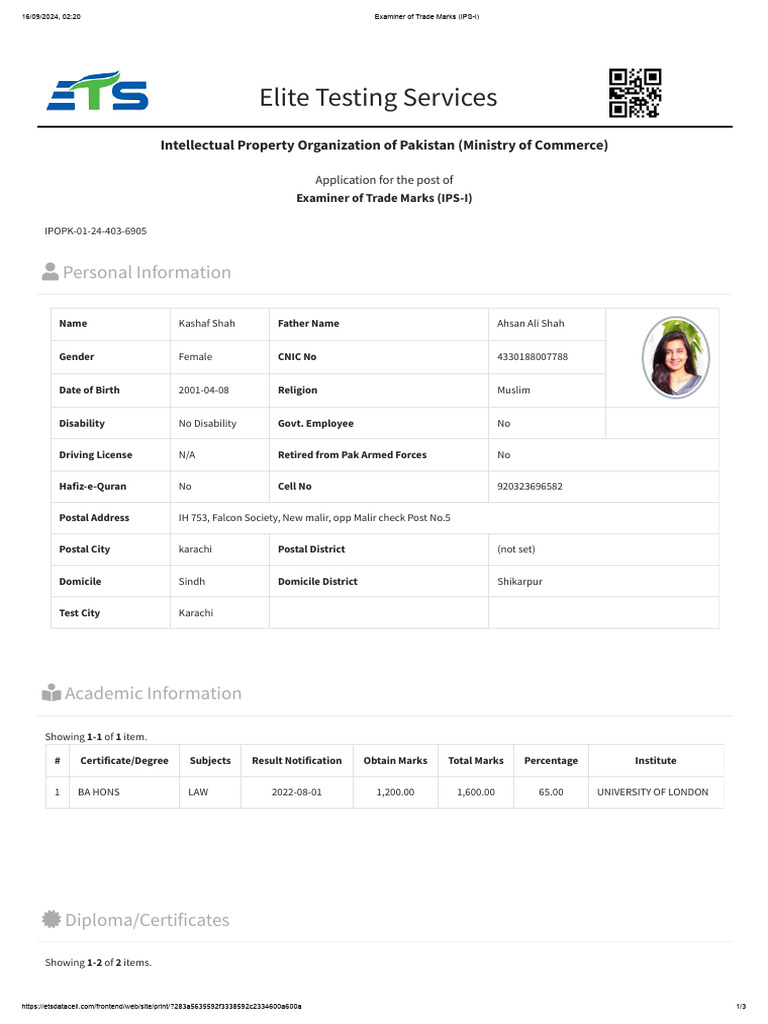 Examiner of Trade Marks (IPS-I) | PDF | Trademark | Justice