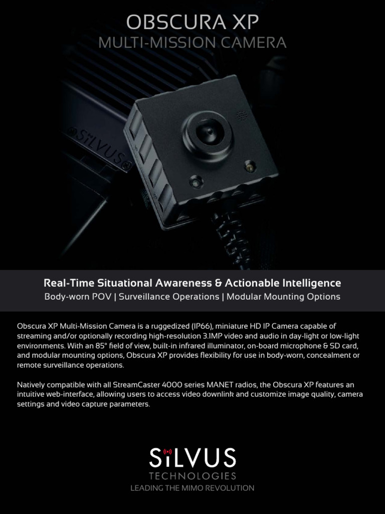 OBSCURA XP Multi Mission Camera Datasheet | PDF | Camera | Streaming Media