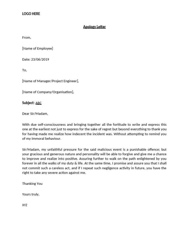 Apology Letter-Format | PDF