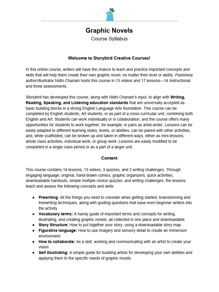 syllabus --graphic novels (1) | PDF | Rubric (Academic) | Educational ...