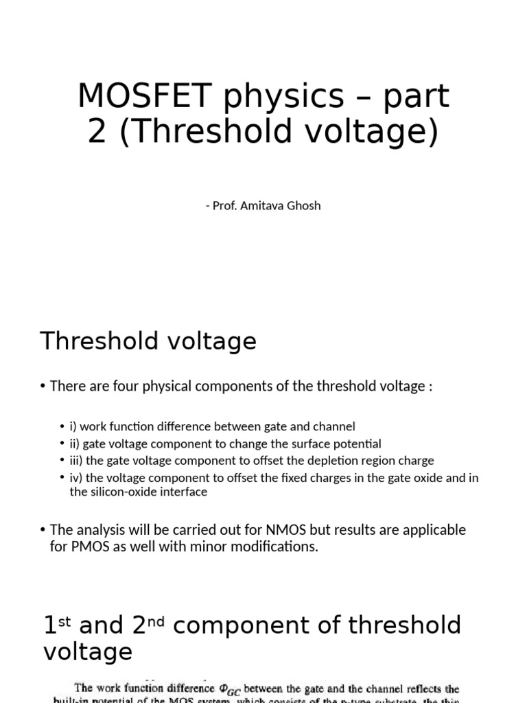 MOSFET Threshold Voltage Explained | PDF