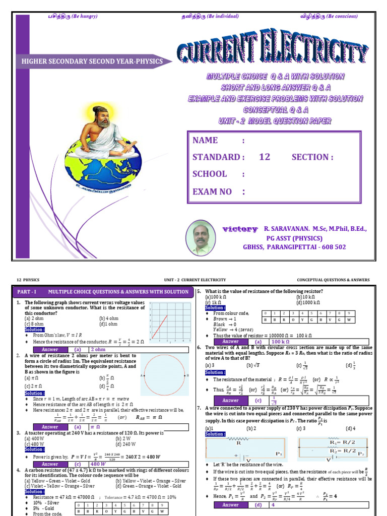 Current Electricity | PDF | Electrical Resistivity And Conductivity ...