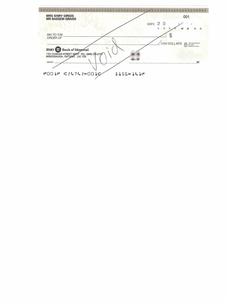 BMO Void Cheque | PDF