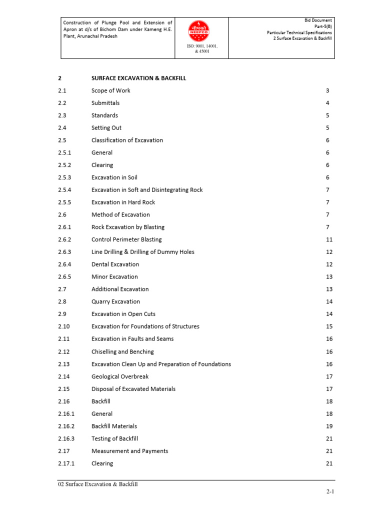02 Surface Excavation and Backfill | PDF | Drilling | Concrete