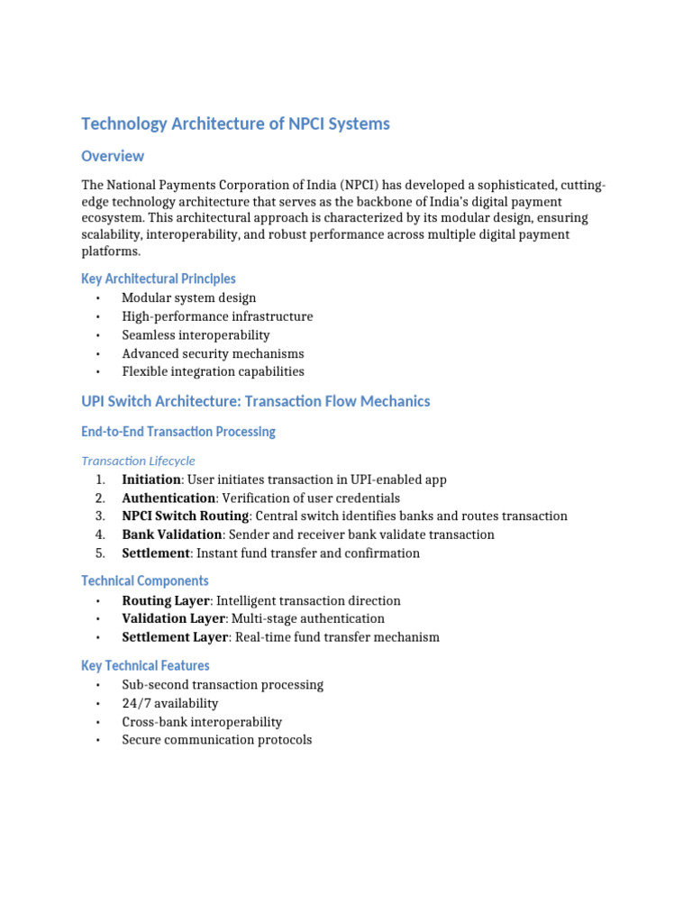 Npci Technology Architecture | PDF | Encryption | Scalability