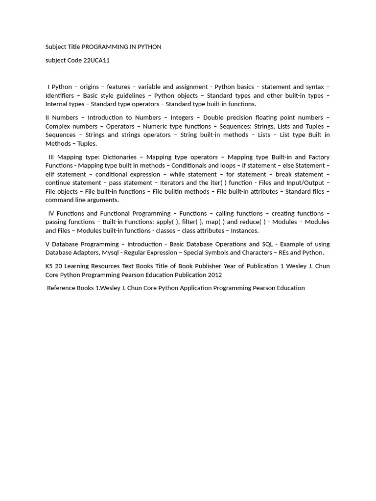 PROGRAMMING IN PYTHON | PDF