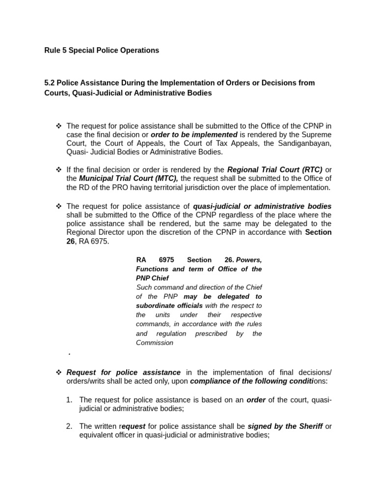 Police Assistance for Court Orders | PDF | Police | Sheriff