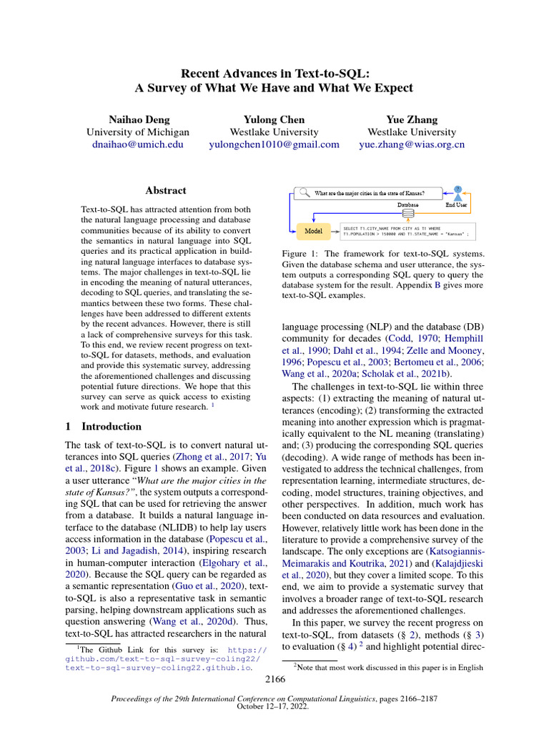 Recent Advances in Text To SQL | PDF | Databases | Sql