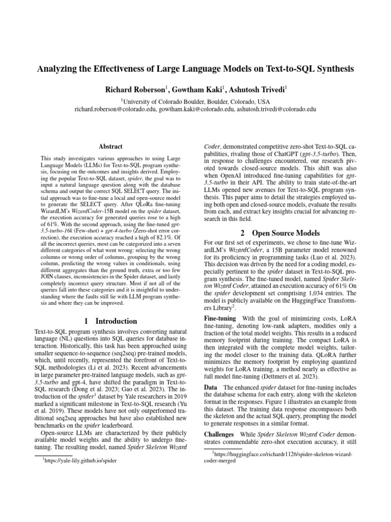 Analyzing The Effectiveness of Large Language Models On Text-to-SQL ...