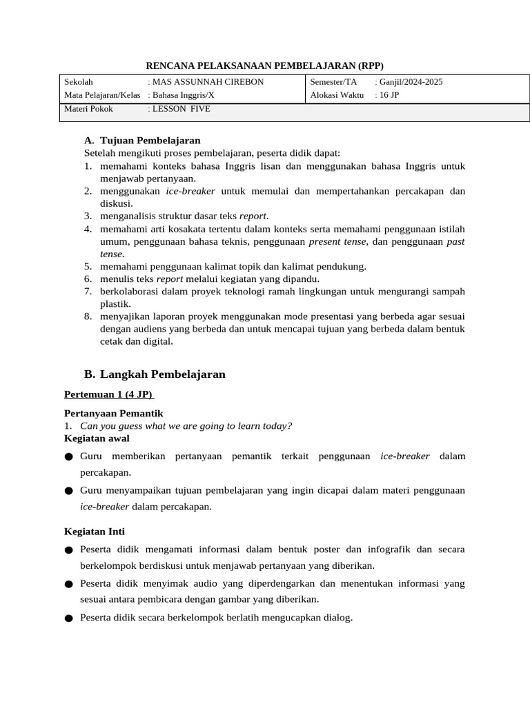 UNIT 5 - MODUL AJAR Pathway To English SMA GRADE X | PDF