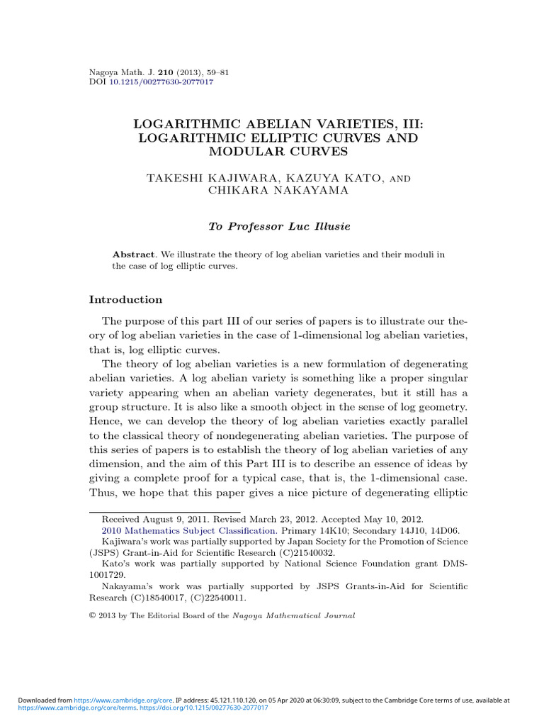 Log Elliptic Curves & Modular Curves | PDF | Functions And Mappings | Category Theory