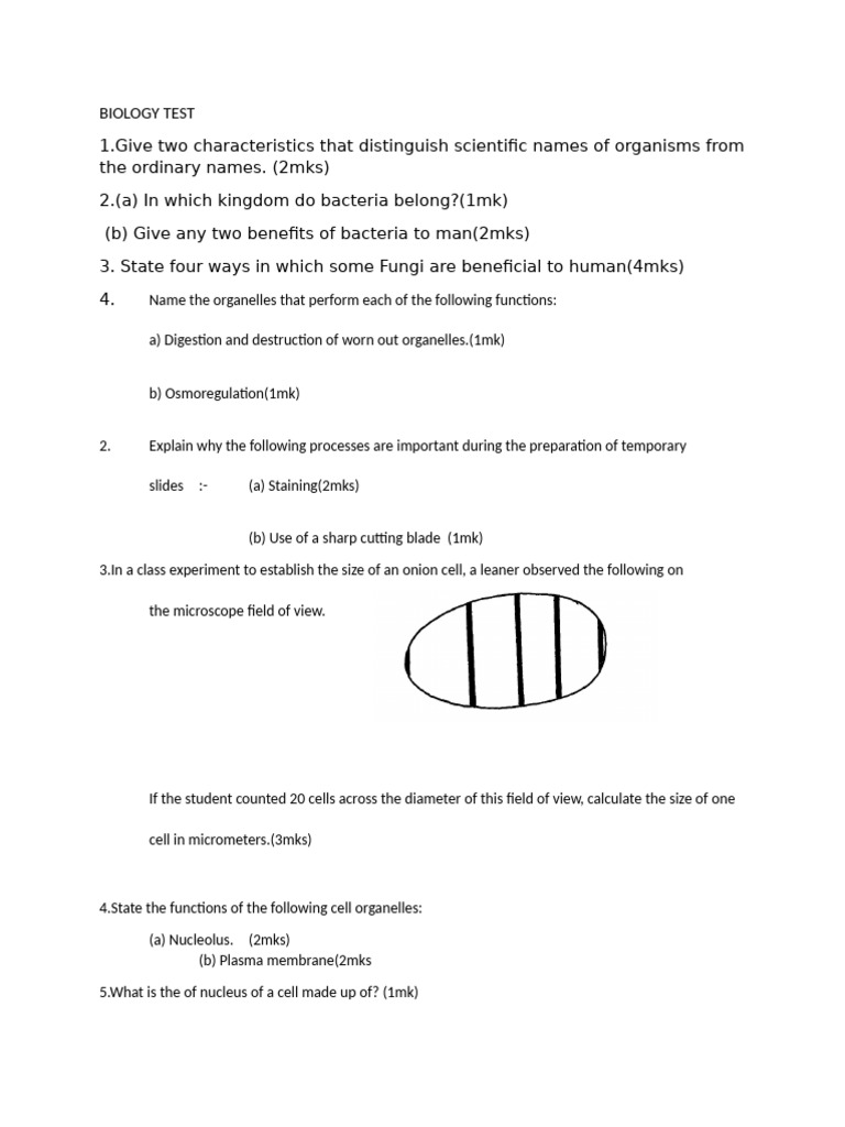 Biology Test: Organelles and Functions | PDF