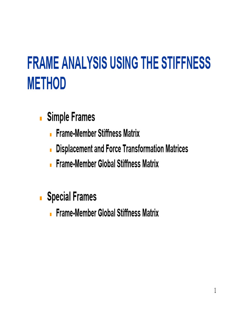 Frame Analysis with Stiffness Method | PDF | Bending | Matrix (Mathematics)