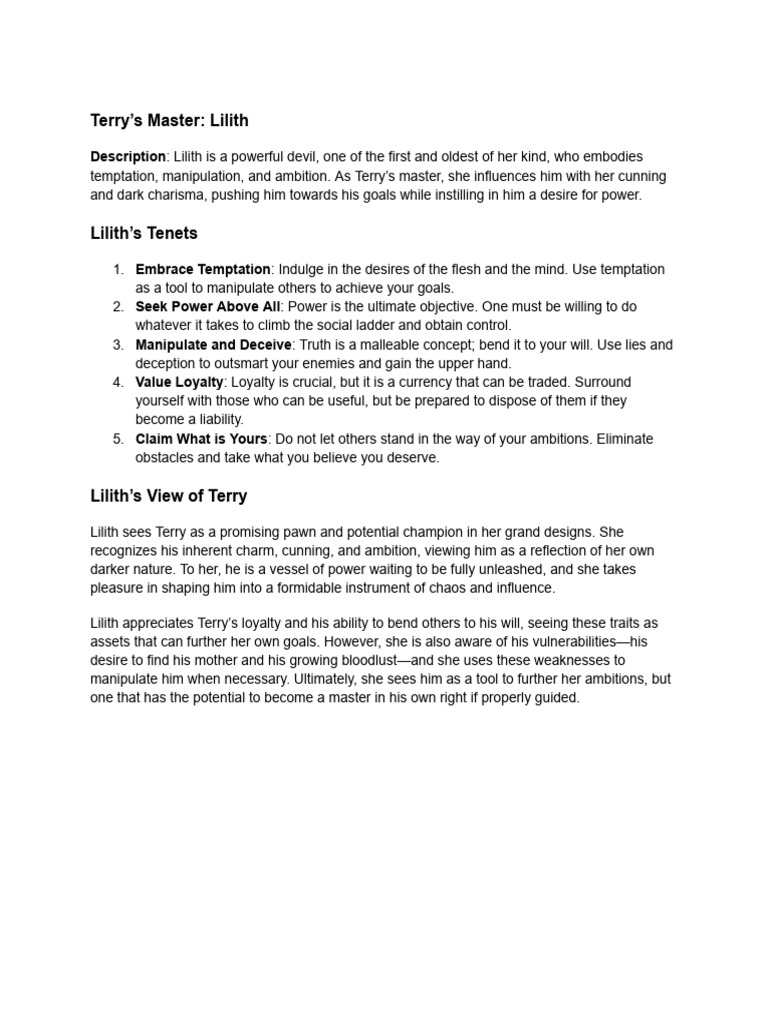 Lilith's Influence on Terry's Ambition | PDF