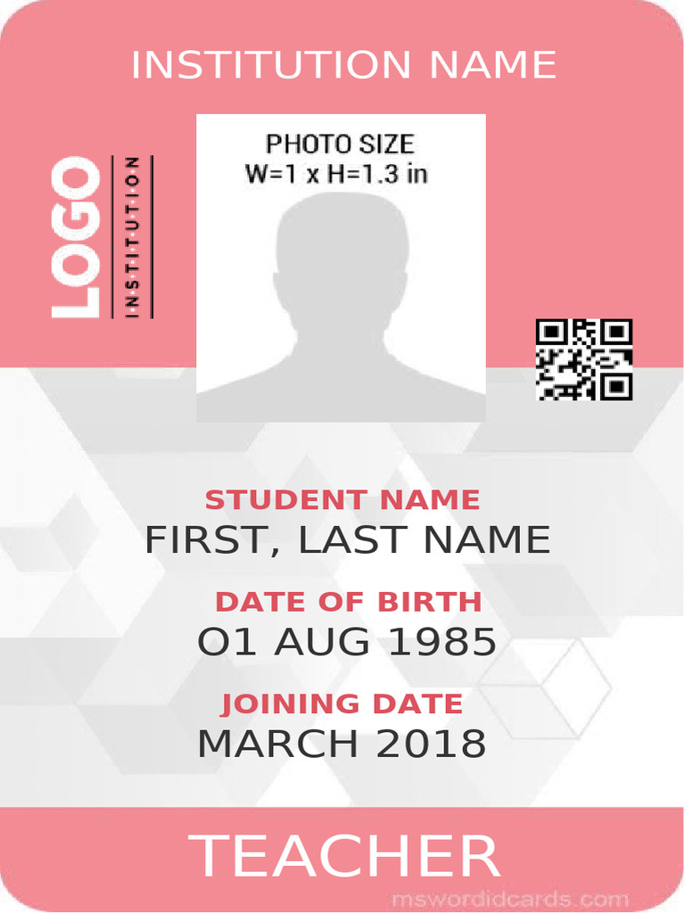 Teacher Id Card 3 | PDF
