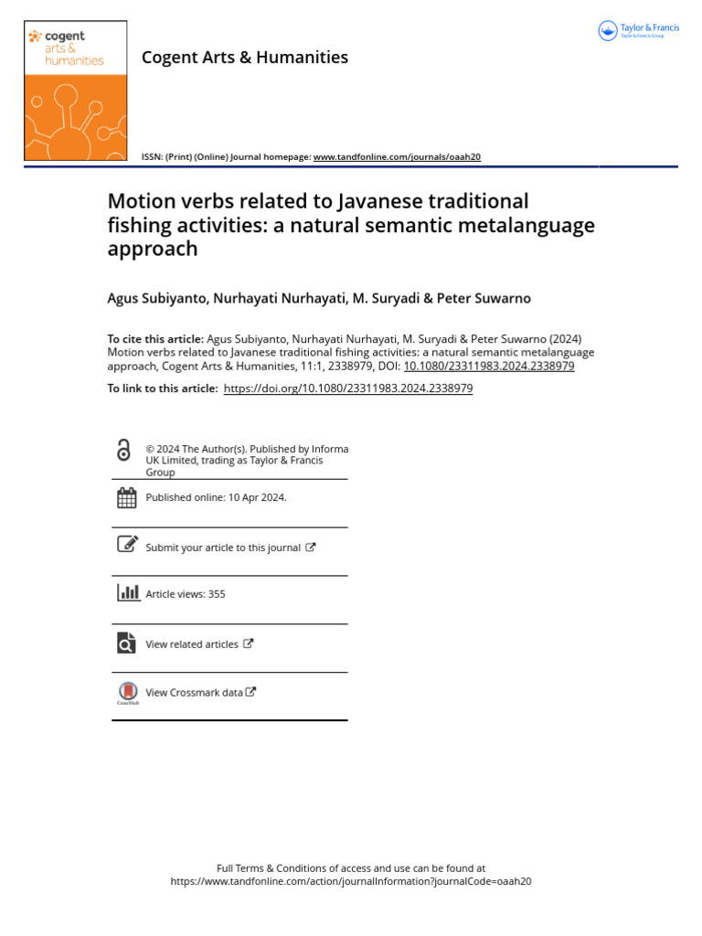 Motion verbs related to Javanese traditional fishing activities a ...