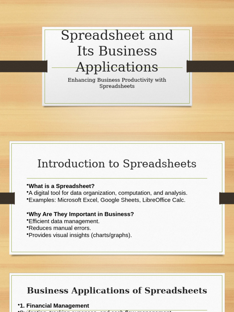 Spreadsheet and Its Business Applications: Enhancing Business ...