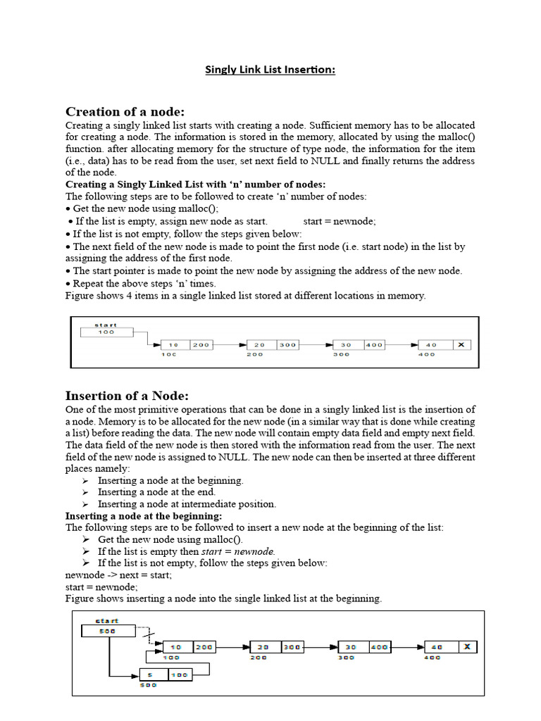 Linked List Node Insertion Guide | PDF | Algorithms And Data Structures ...