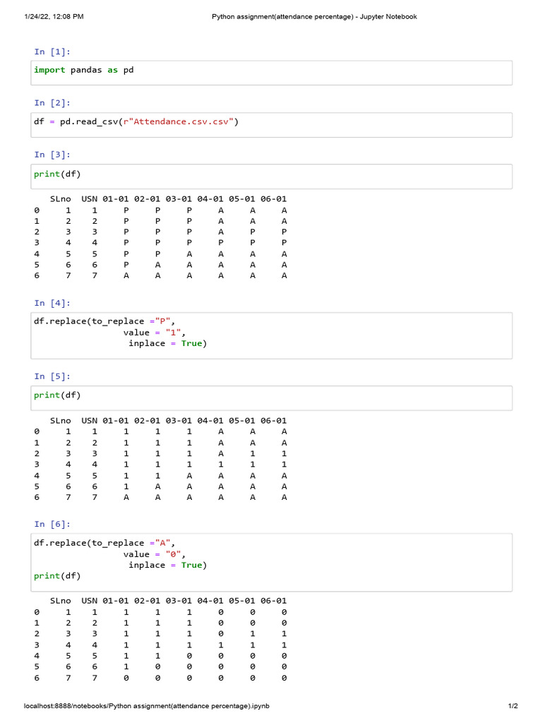 1BY20IS415 - Python Assignment (Attendance Percentage) - Jupyter Notebook | PDF | Computer ...
