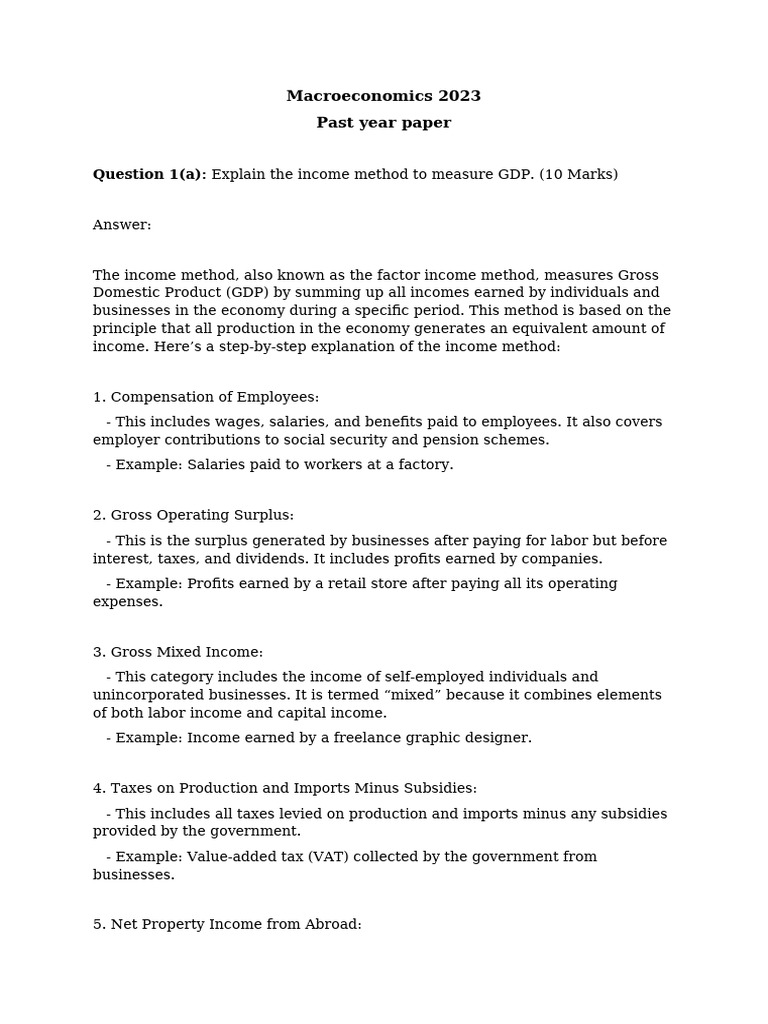 Macro 2023 DU Answersheet | PDF | Consumption (Economics) | Inflation