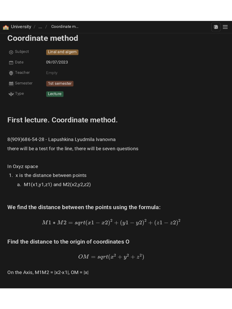 Coordinate Methods in Linear Algebra | PDF | Cartesian Coordinate ...