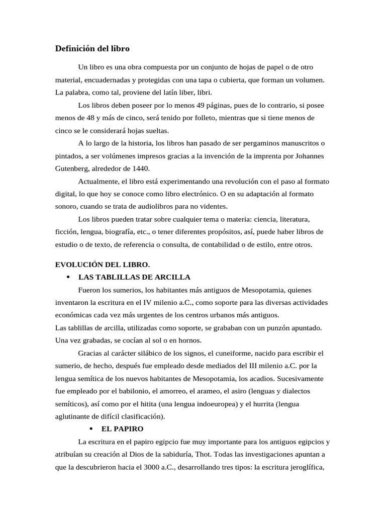 Definición del libro | PDF | Libros | Papiro