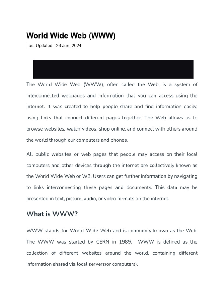 World Wide Web (WWW) ACN CHAPTER 5 | PDF | World Wide Web | Internet & Web