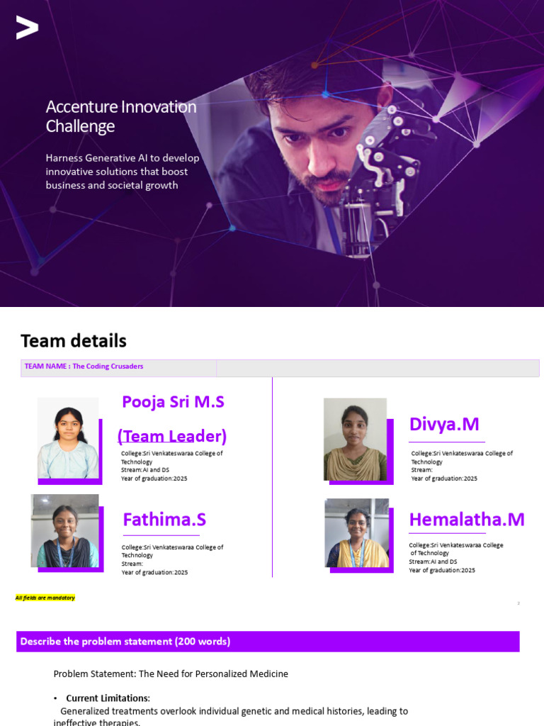 The Coding Crusaders_GenCare 2 | PDF | Personalized Medicine | Machine Learning