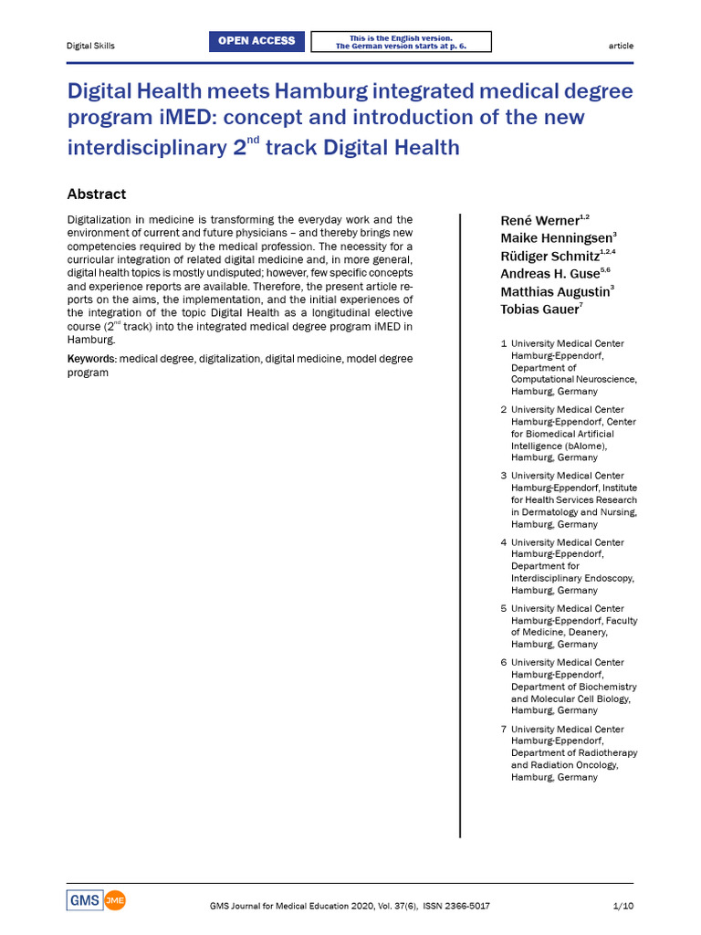 Digital Health Meets Hamburg Integrated Medical Degree Program iMED ...