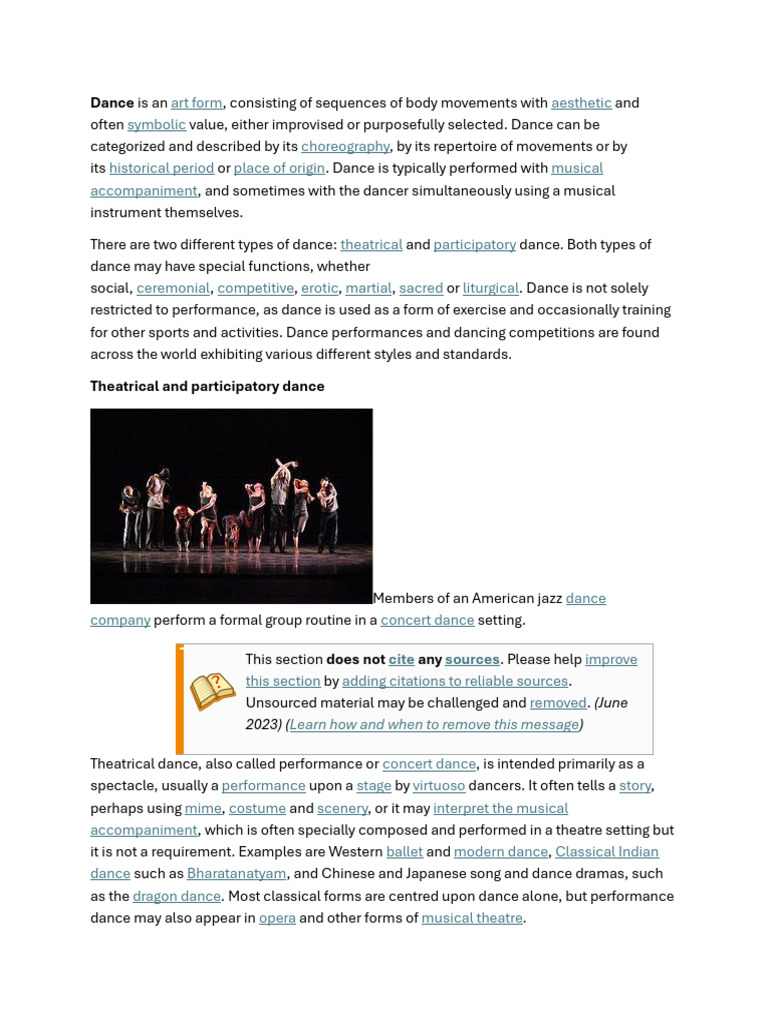 Dance | PDF | Dances | Performing Arts