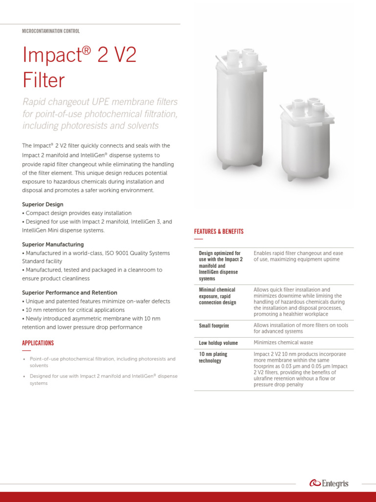 Datasheet Impact2v2filter | PDF | Membrane | Filtration
