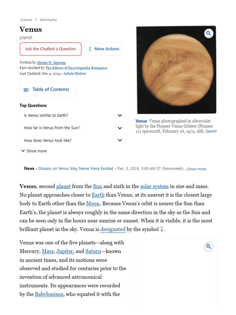 Venus _ Facts | PDF | Venus | Atmosphere