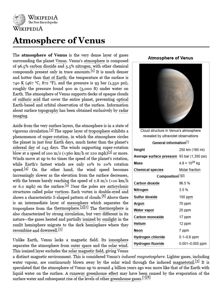 Atmosphere of Venus | PDF | Venus | Atmosphere