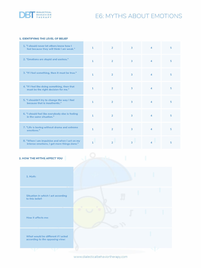 DBT Forms Emotion Regulation E6 PAGE 1 | PDF