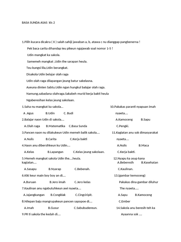 Basa Sunda Asas Ganjil Kls 2 | PDF